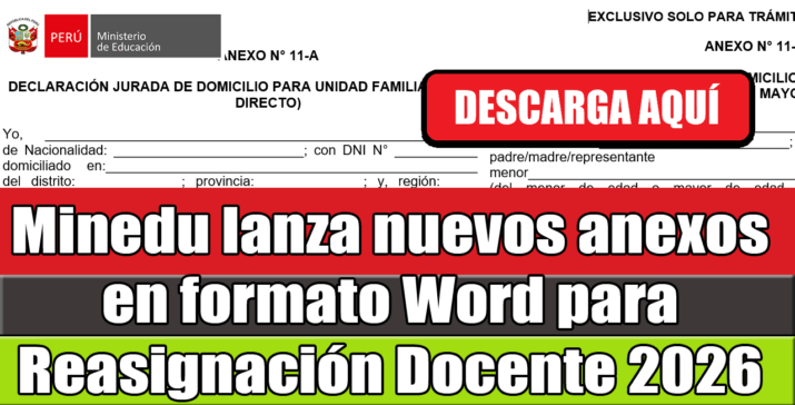 Minedu: Descarga los Anexos en Word para la Reasignación Docente 2026 ...